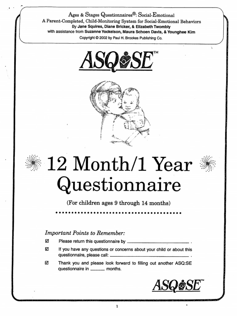 12 Month Questionnaire Asq1 | PDF