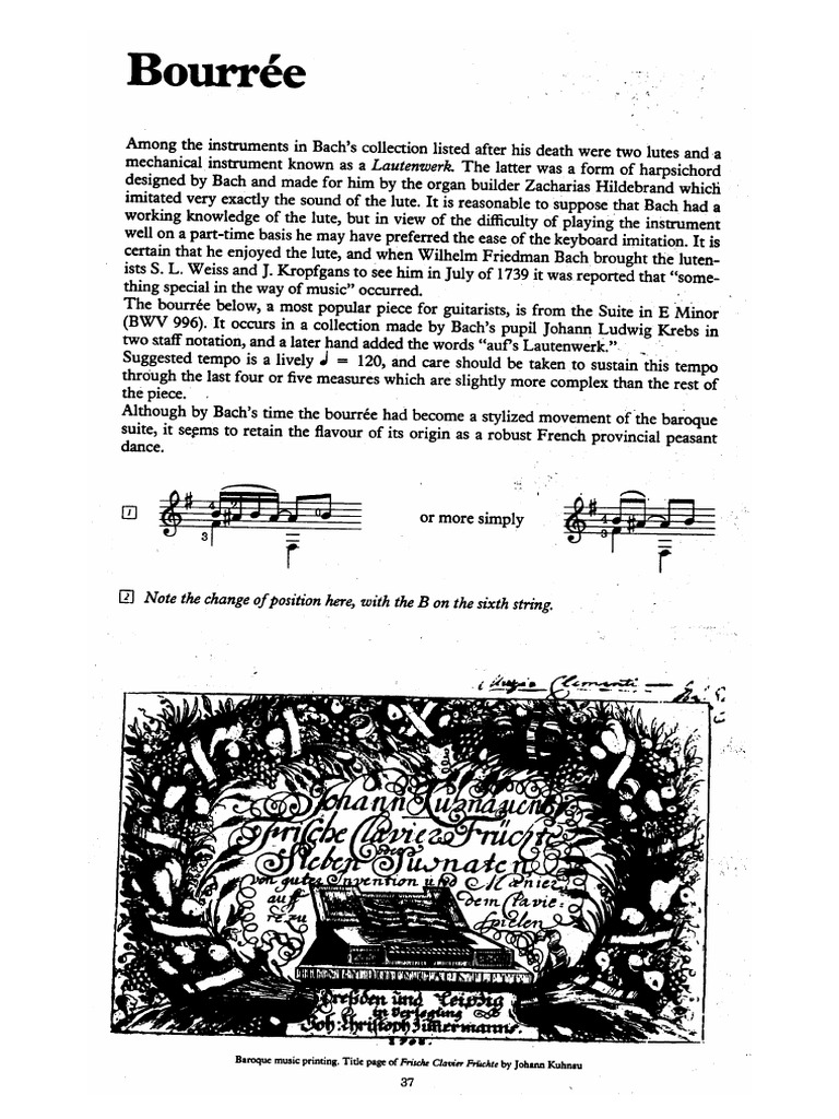 Bach 996 Bourree em | PDF