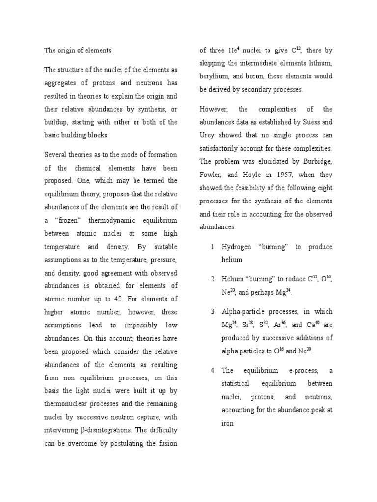 The Origin of Elements | PDF | Chemical Elements | Nuclear Physics