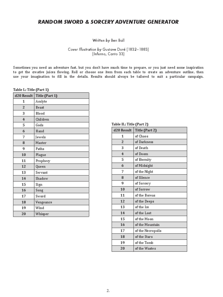Chaotic Tables of Shaitan | PDF | Transport