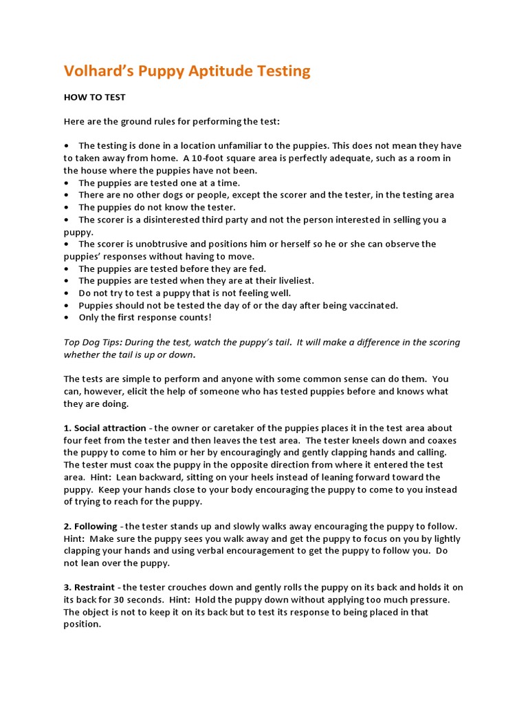 Volhard Puppy Aptitude Test | Obedience Training | Dogs