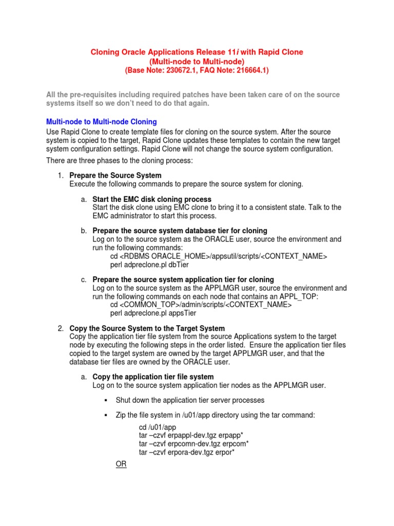 Cloning Oracle Apps 11i With Rapid Clone | PDF | Oracle Database | Scripting Language