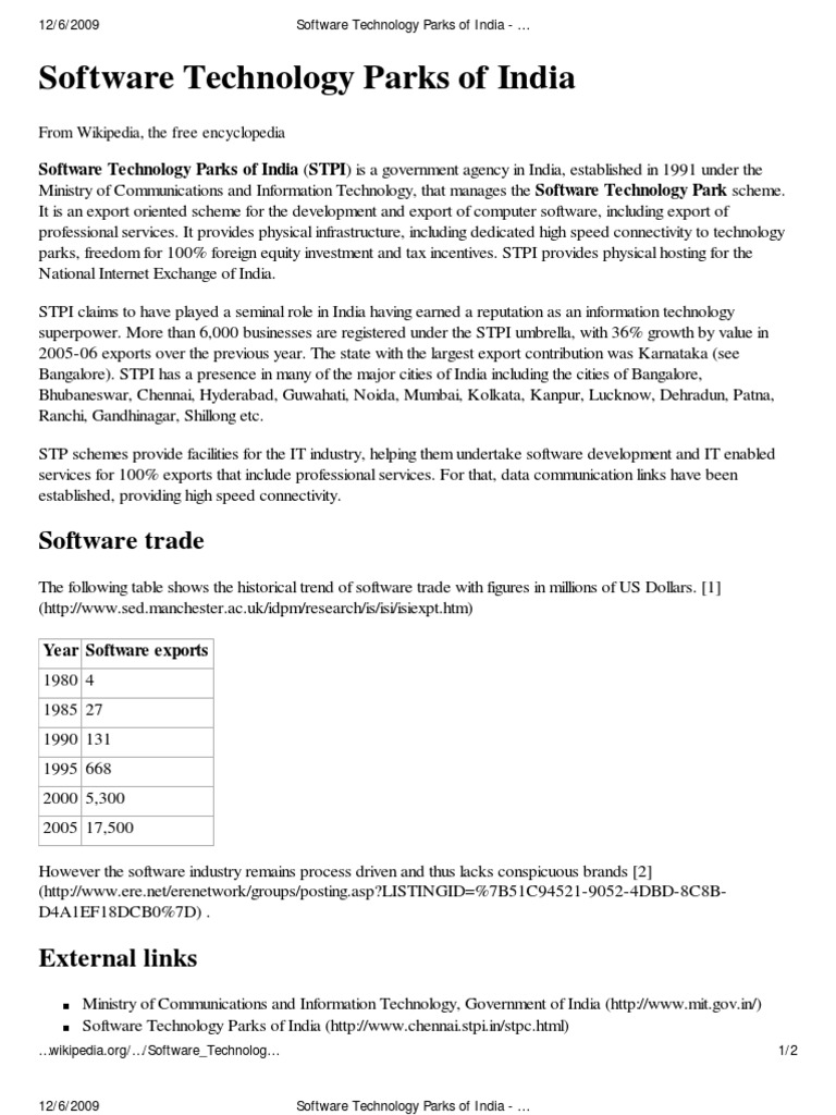 Software Technology Parks of India - Wikipedia, The Free Encyclopedia ...