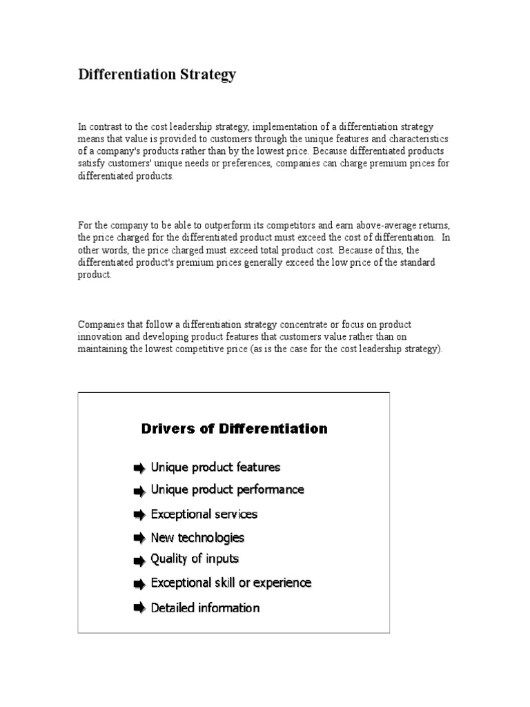 Differentiation Strategy Overview | PDF | Competitive Advantage ...