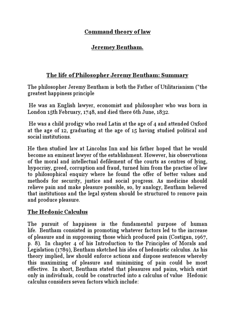 Command Theory of Law | PDF | Jurisprudence | Utilitarianism