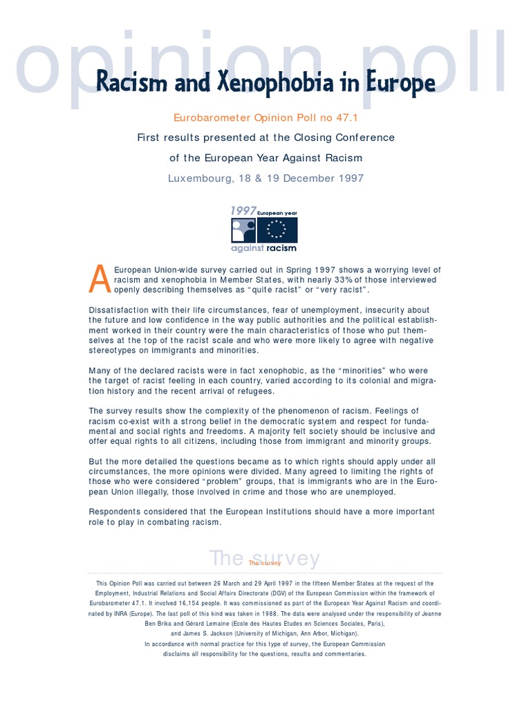 Racism and Xenophobia in The European Union | PDF | Racism ...