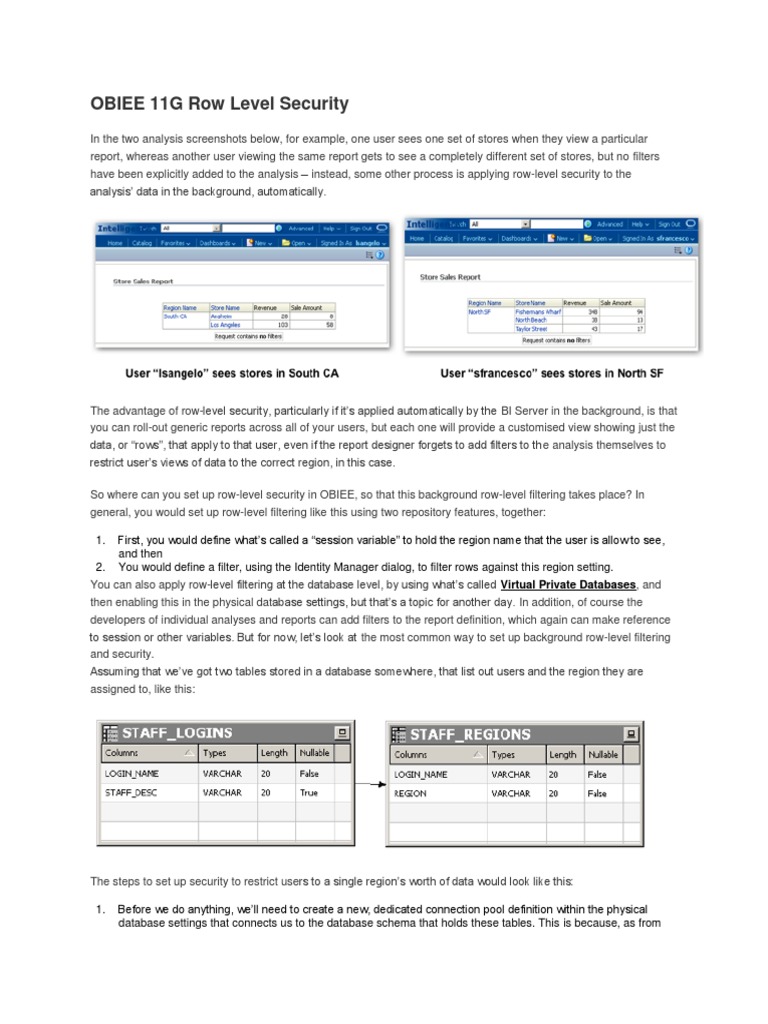 OBIEE 11G Row Level Security | PDF | Sql | Databases