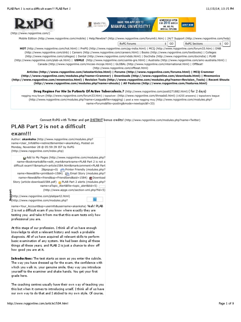 PLAB Part 2 is Not a Difficult Exam!!! PLAB Part 2 | Test (Assessment ...