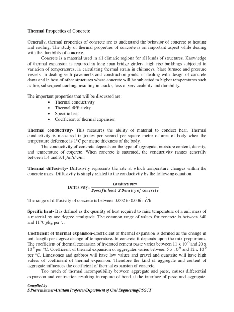 Thermal Properties of Concrete Explained | PDF | Thermal Expansion ...