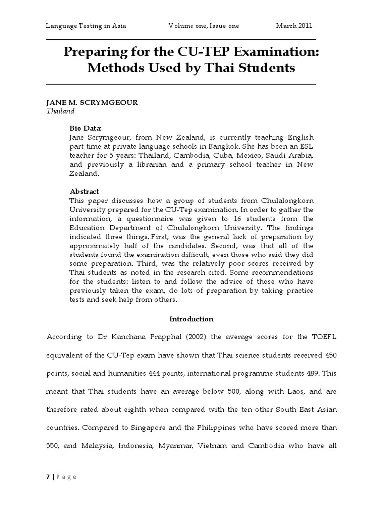Preparation For CU-TEP Exam | PDF | Thailand | Sat