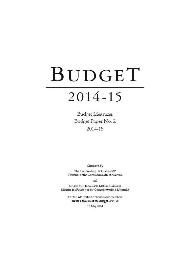 Australian Federal Budget 2014 2015 Part 2 Pdf Australia Taxes