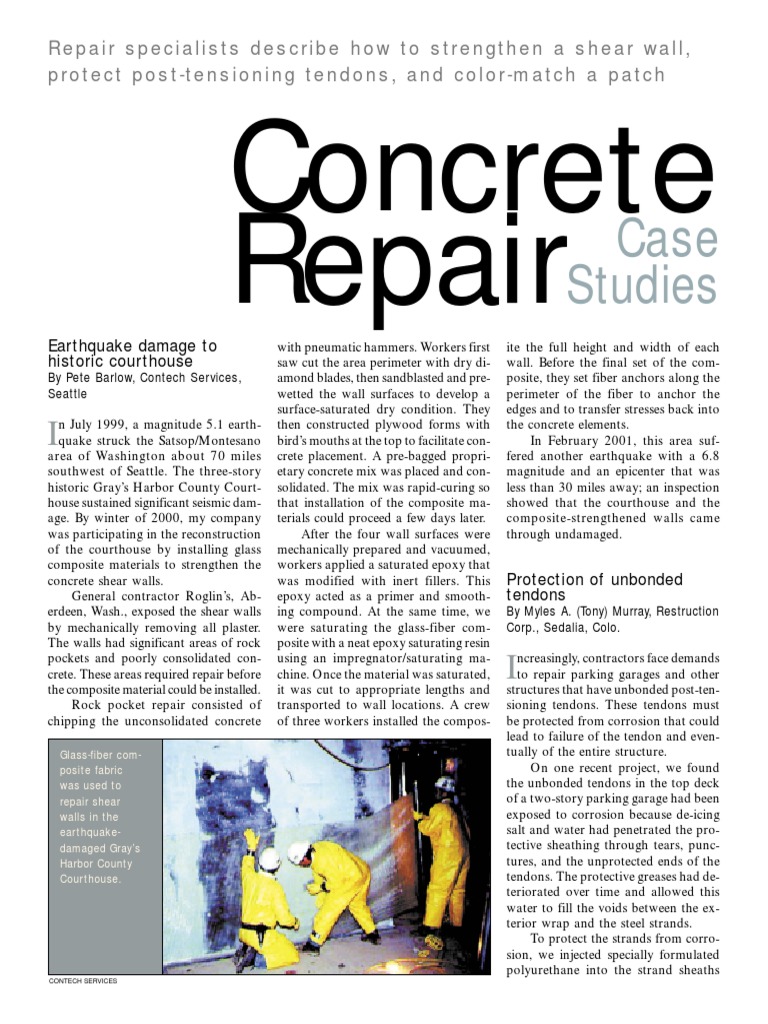 Concrete Repair: Case Studies | PDF | Prestressed Concrete | Industries