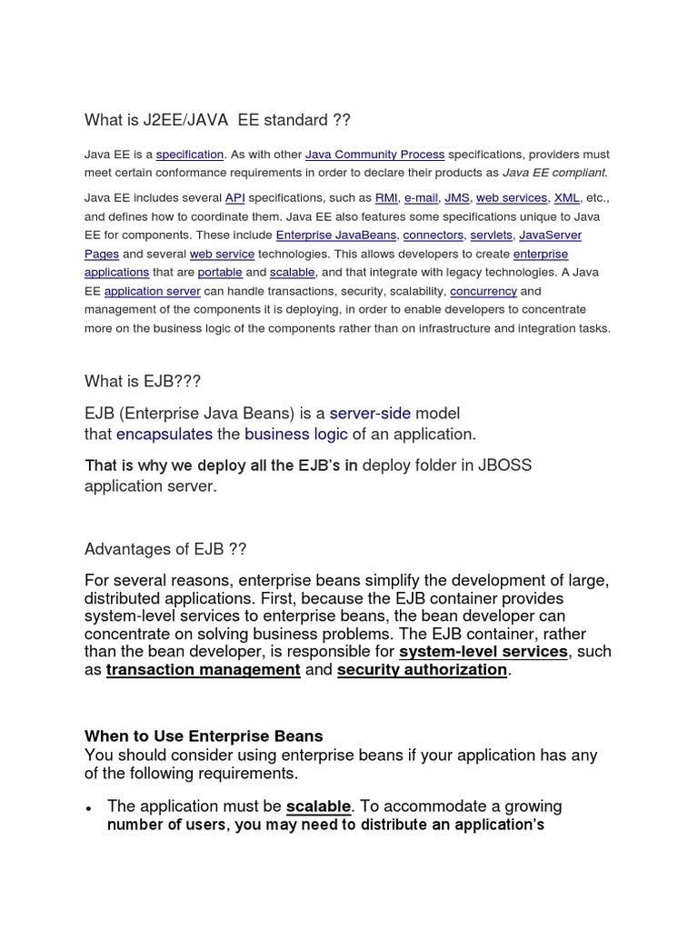 What Is J2EE/JAVA EE Standard ??: Server-Side Encapsulates Business ...