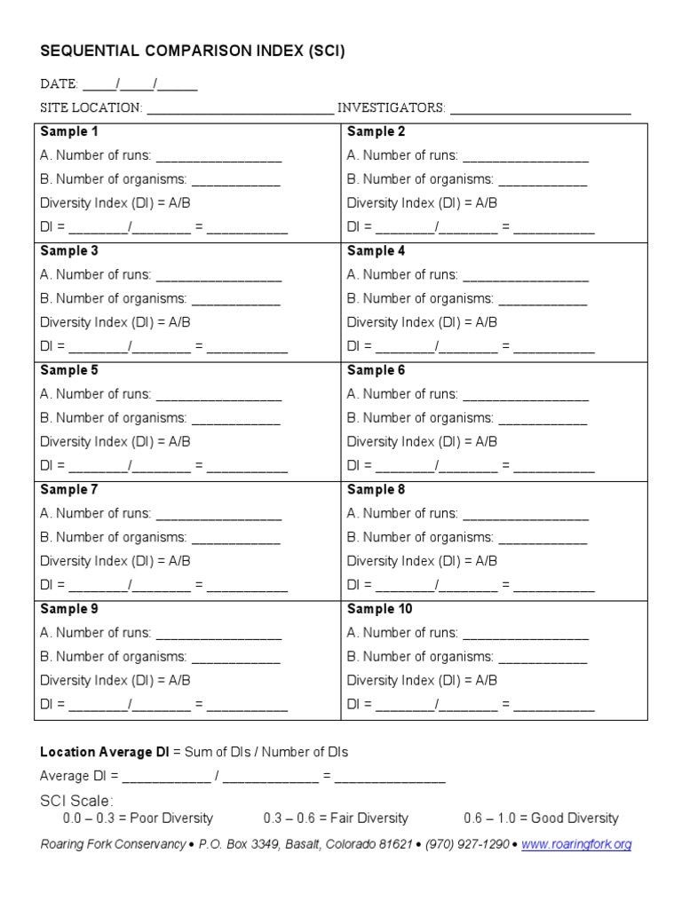 Sequential Comparison Index (Sci) : Sample 1 Sample 2 | PDF