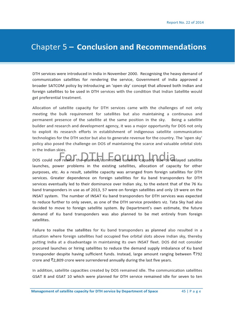 For DTH Forum India: Chapter 5 - Conclusion and Recommendations | PDF ...