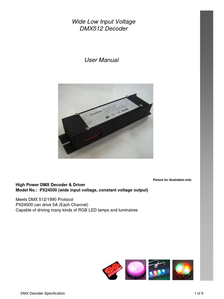 Wide Low Input Voltage DMX512 Decoder: DMX512 Color Perfect Solution | PDF | Signal (Electrical ...