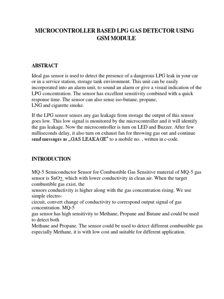 Microcontroller Based LPG Gas Detector Using GSM Module | PDF | Flash Memory | Random Access Memory