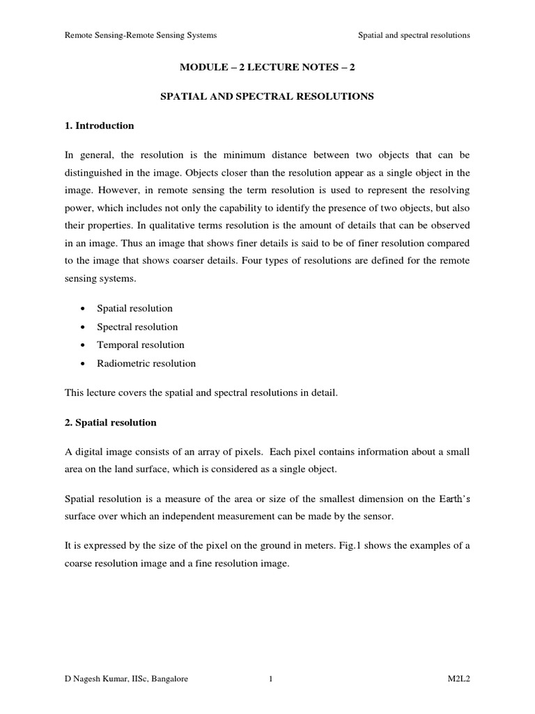 Module - 2 Lecture Notes - 2: Remote Sensing-Remote Sensing Systems ...