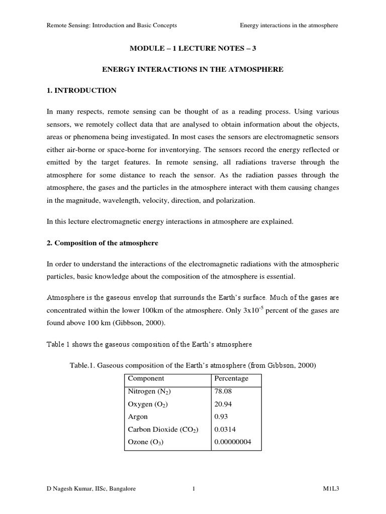 Module - 1 Lecture Notes - 3: Remote Sensing: Introduction and Basic ...