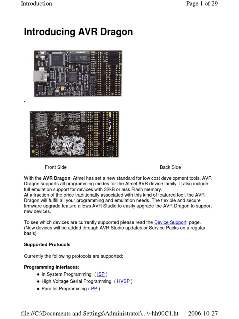 AVR Dragon Development Tool Overview | PDF | Business | Computers
