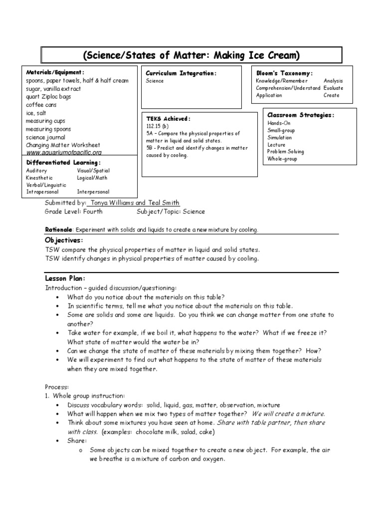 States of Matter Lesson Plan | PDF | Ice | Oxygen