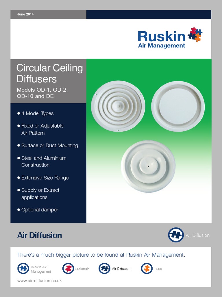 Circular Ceiling Diffusers Guide Models OD-1 OD-2 OD-10 DE | PDF | Duct ...