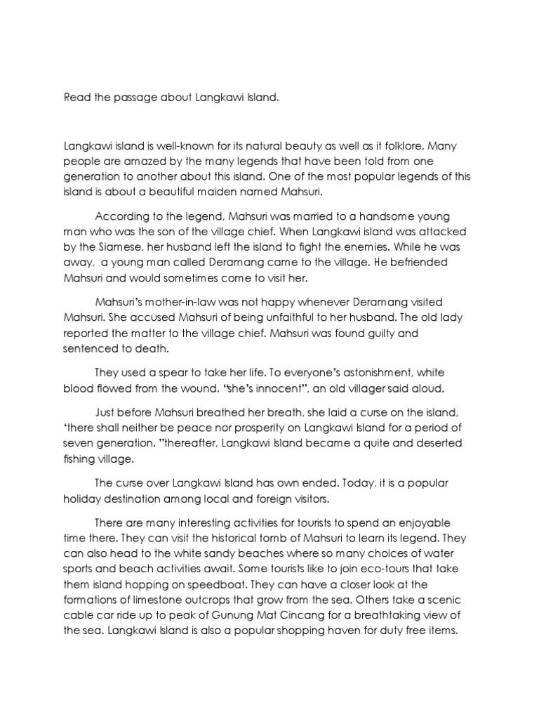 Read The Passage About Langkawi Island | PDF