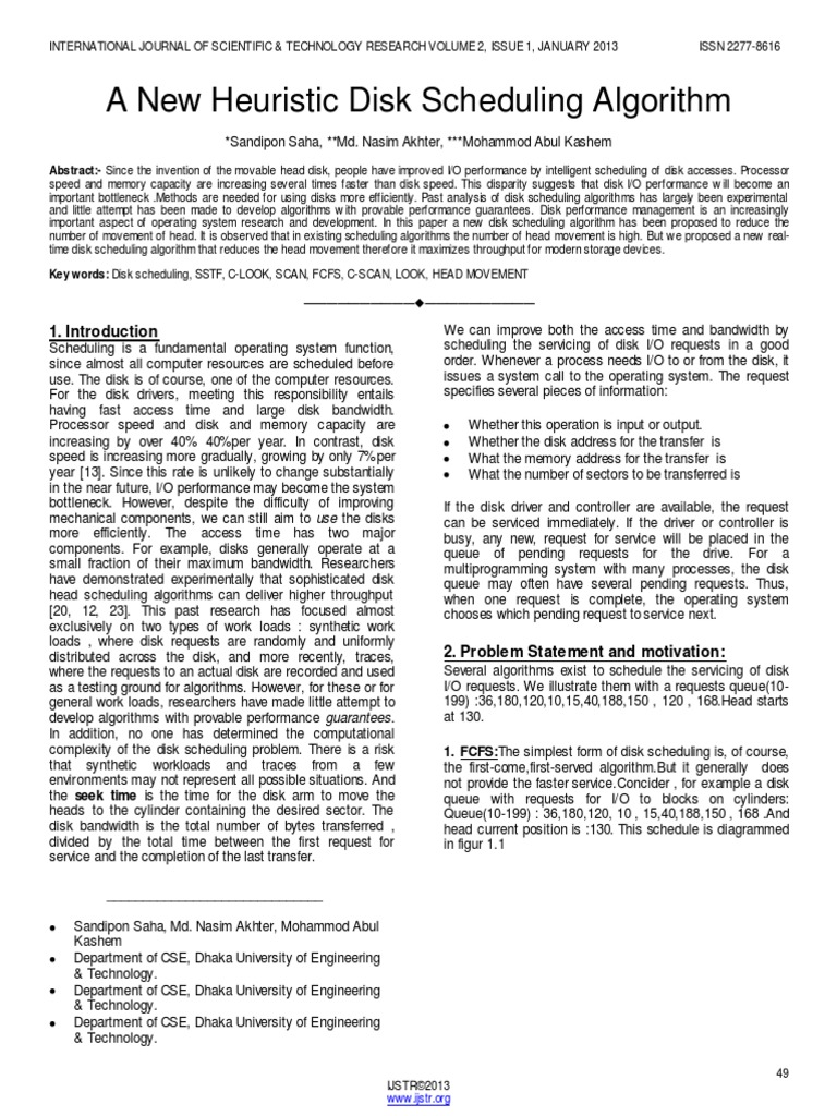 A New Heuristic Disk Scheduling Algorithm | PDF