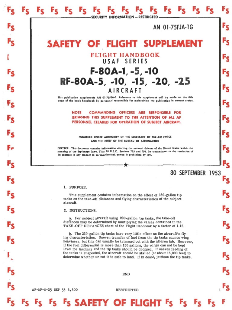F and RF-80A Flight Manual | PDF