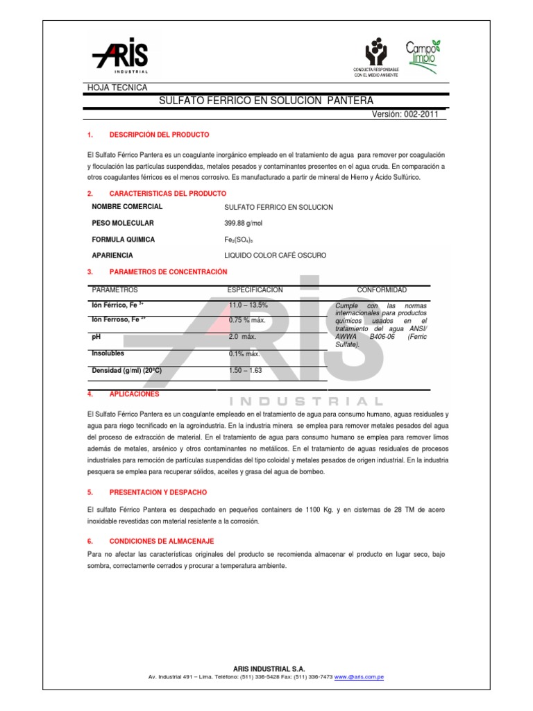 Ficha Tecnica Sulf Ferr | PDF