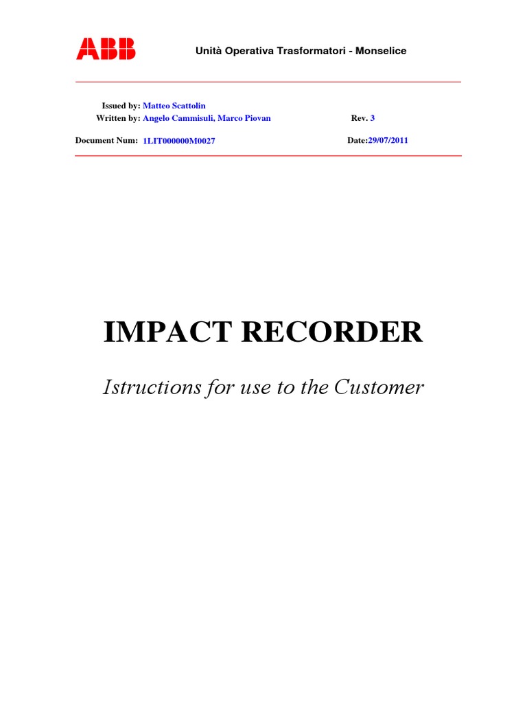 Impact Recorder Instructions"The provided title "TITLEImpact Recorder ...