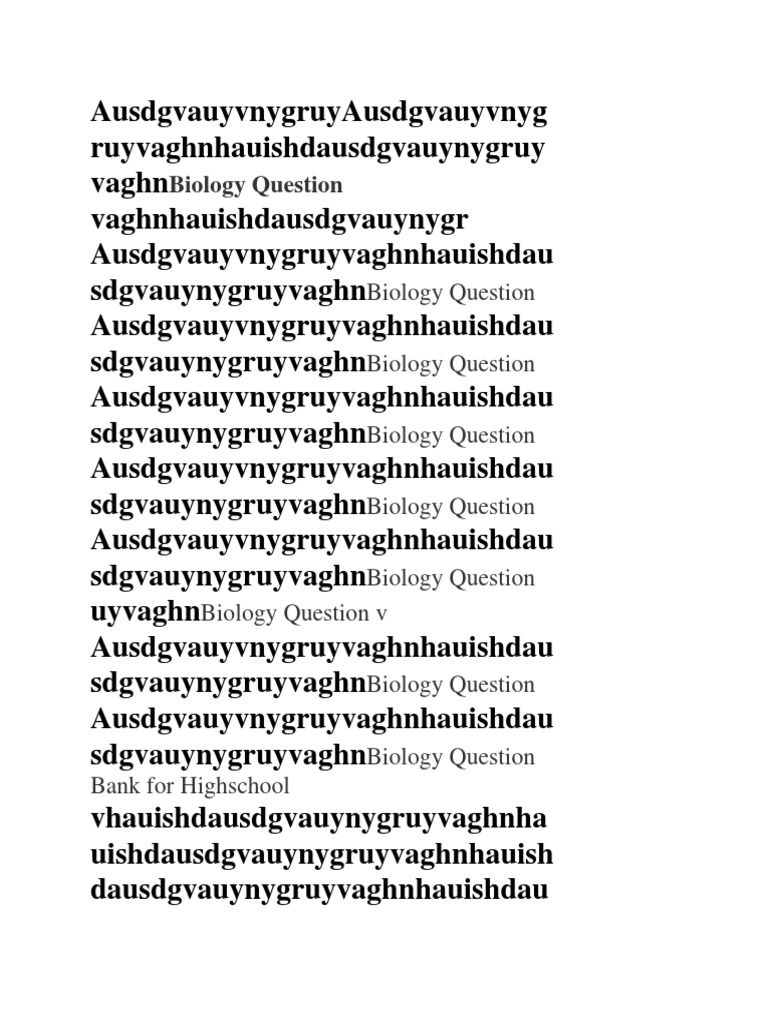 High School Biology Question Bank | PDF | Self-Improvement