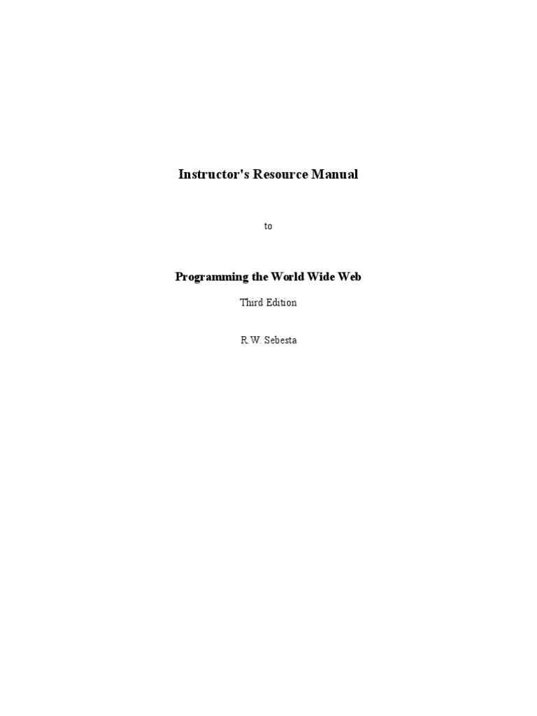 Instructor's Resource Manual: Programming The World Wide Web | PDF ...