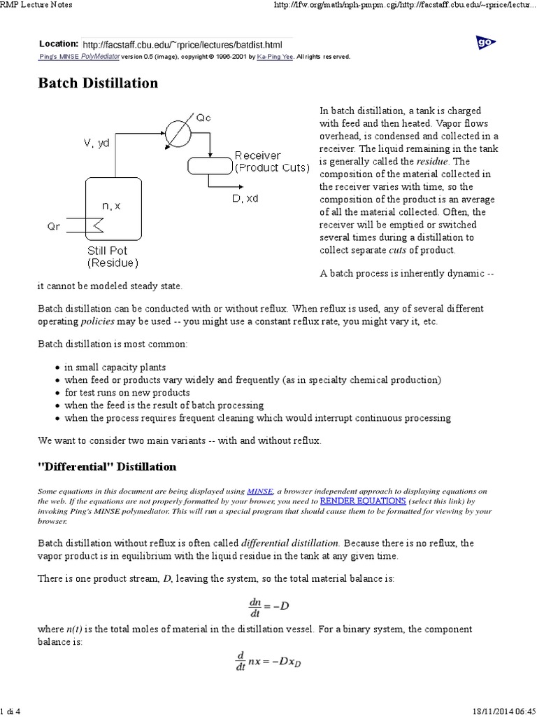 RMP Lecture Notes | PDF | Distillation | Unit Operations
