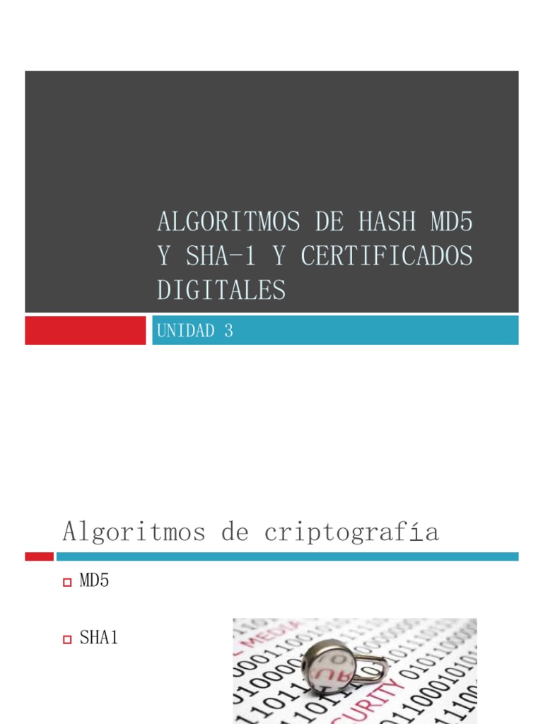 Algoritmos de Hash MD5 y SHA-1 y Certificados | PDF | Comunicaciones ...