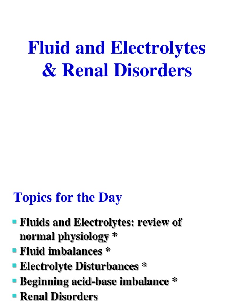 Fluid and Electrolytes & Renal Disorders | PDF