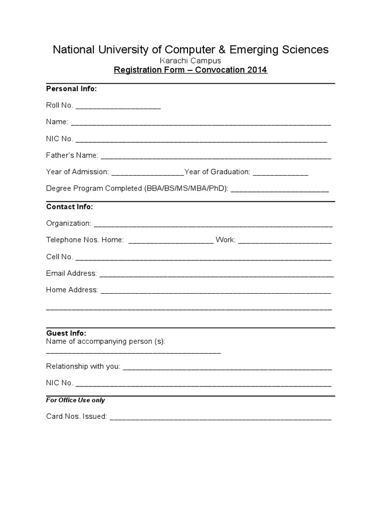 Convocation 2014 Registration Form | PDF