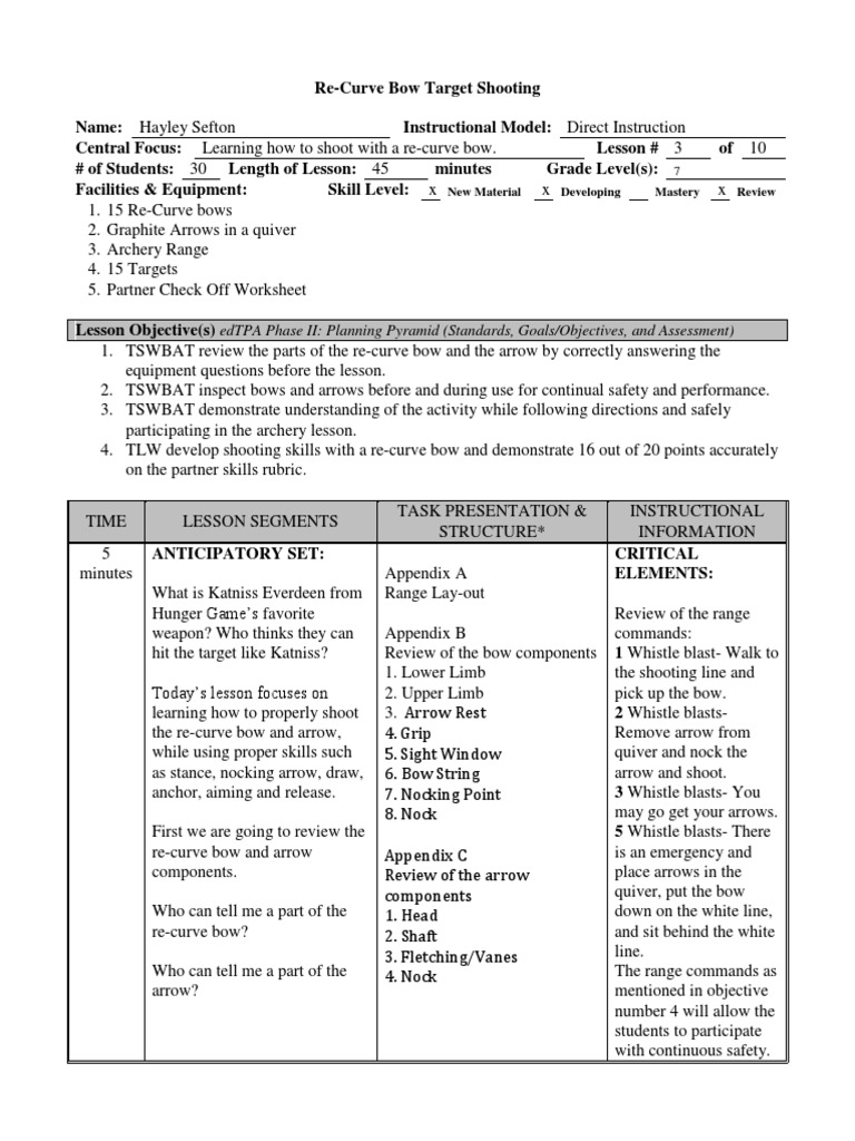 Archery Lesson Plan | PDF | Bow And Arrow | Arrow