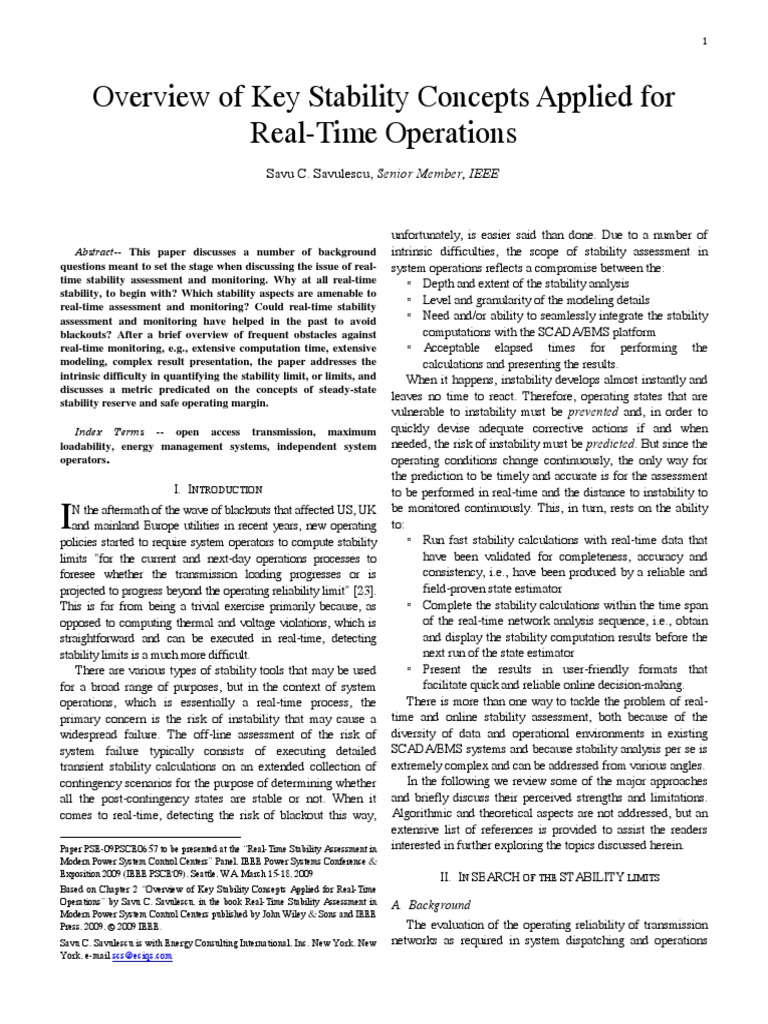 Overview of Key Stability Concepts Applied For Real-Time Operations ...