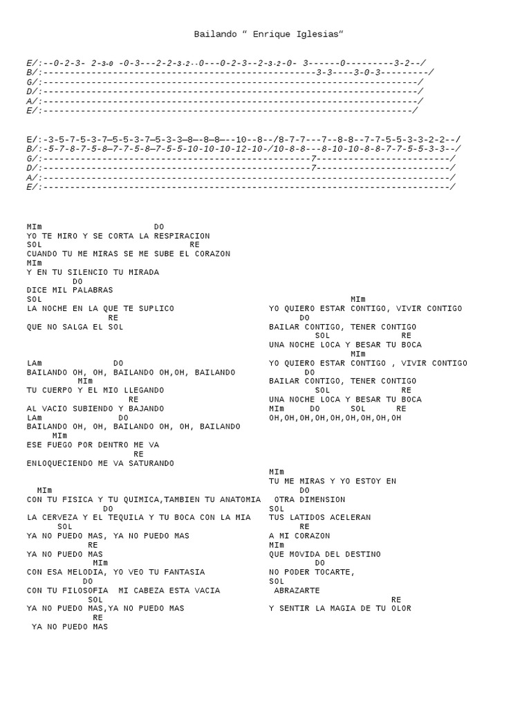 Bailando Enrique Iglesias Tab | PDF