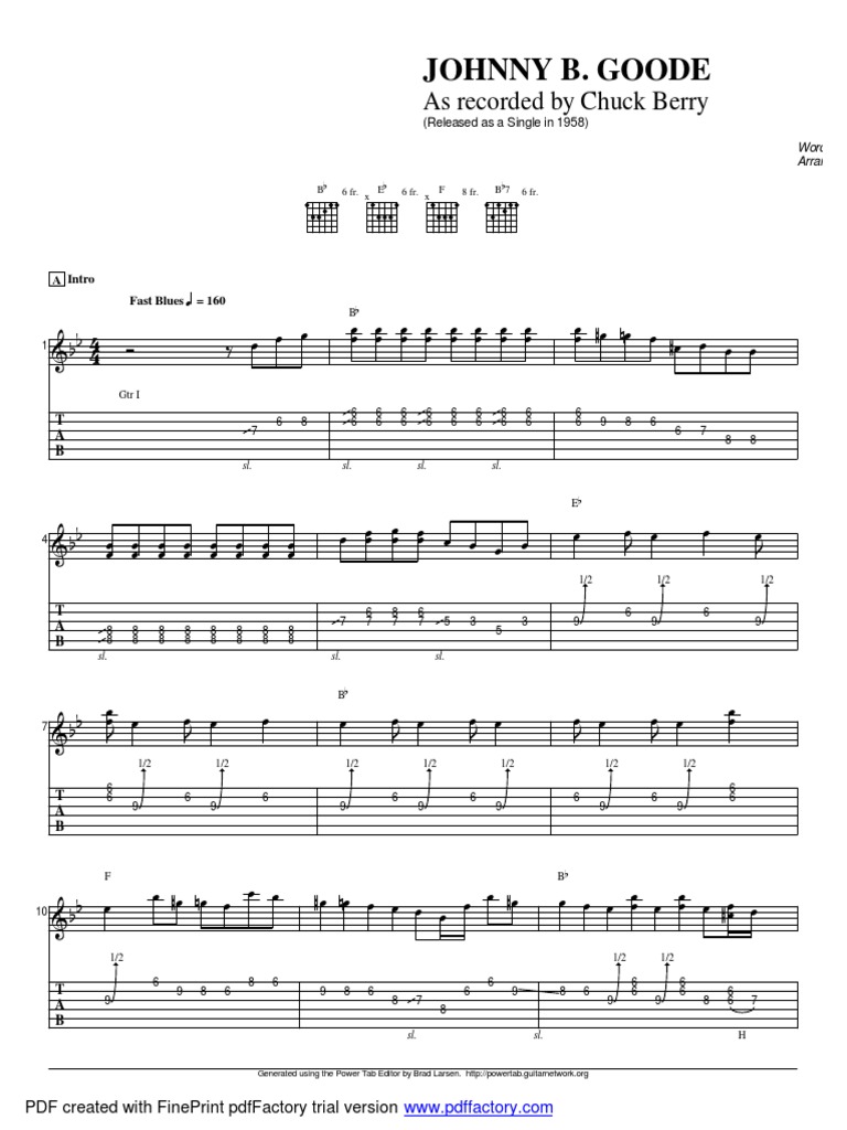 CHUCK BERRY-Jhonny Be Goode .Tab | PDF | Tecnología