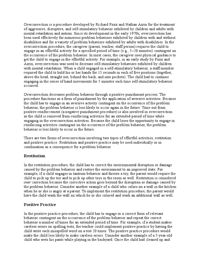 Restitution: Over Correction Because The Corrective Action Goes Beyond ...