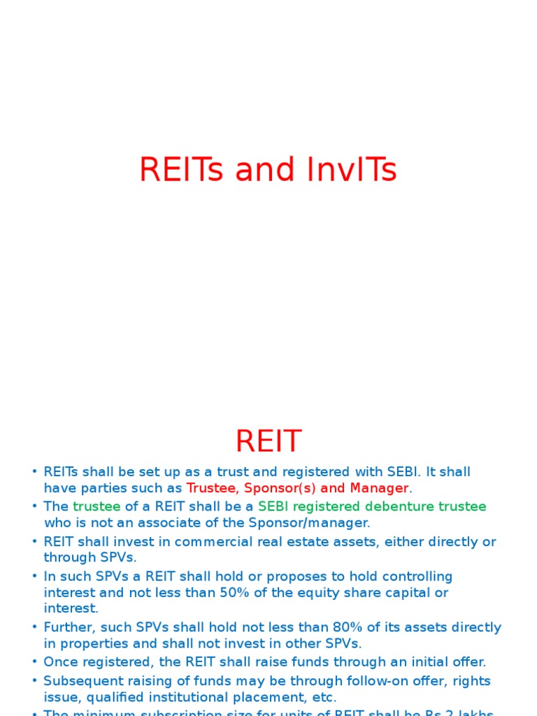 REITs and InvITs | PDF | Real Estate Investment Trust | Valuation (Finance)