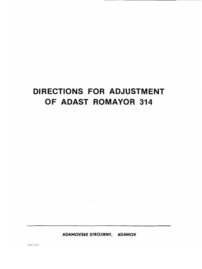 Directions For Adjustment Adast Romayor314 | PDF