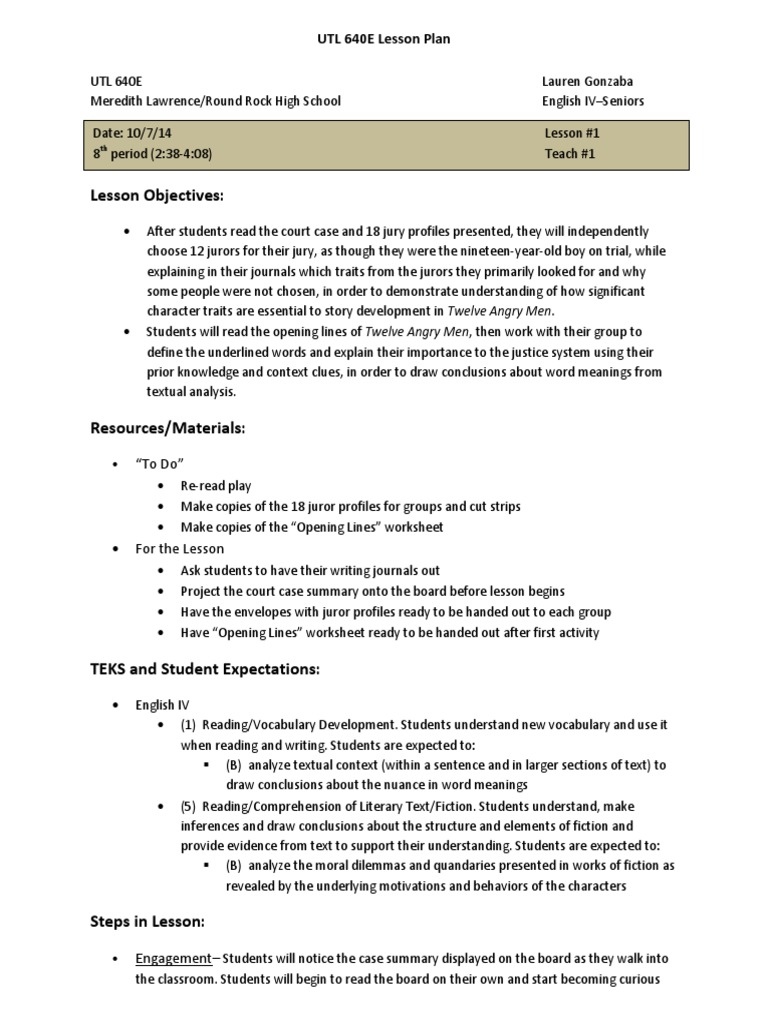 Lesson Plan 1 | PDF | Reasonable Doubt | Verdict
