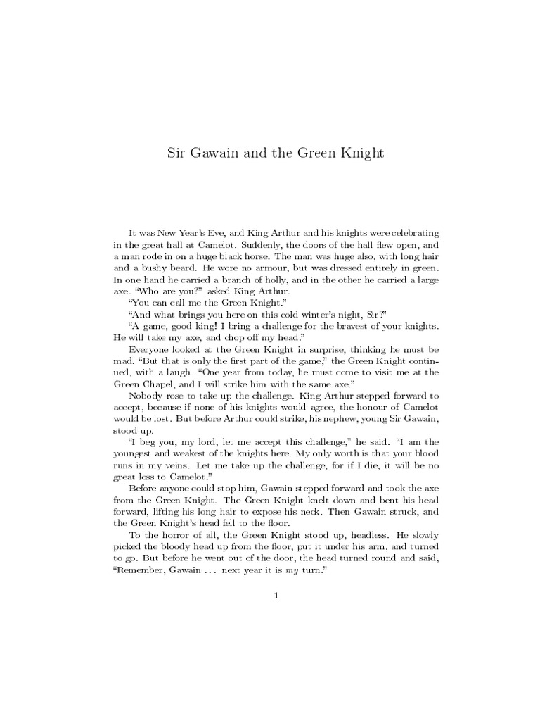 Sir Gawain and The Green Knight | PDF | Green Knight | Middle English ...