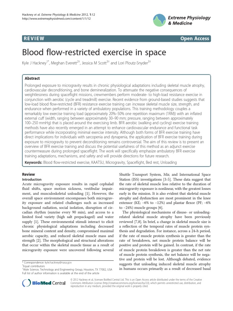 Blood Flow - Restricted Exercise in Space 2012 | PDF | Physical ...