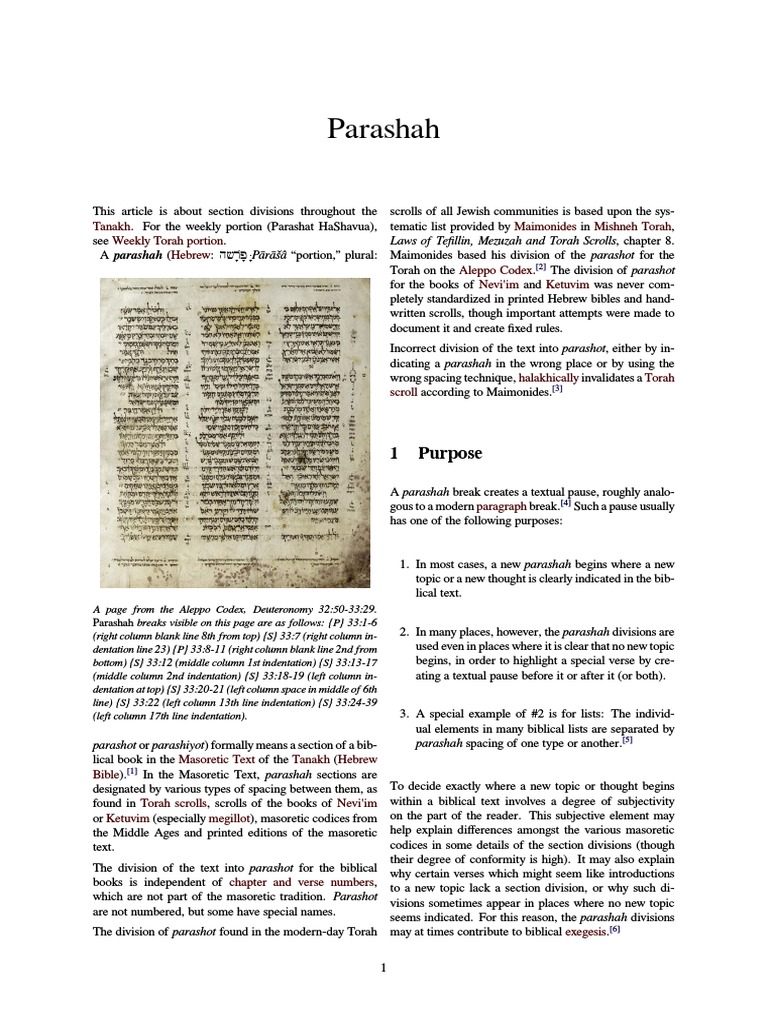 Parashah: 1 Purpose | PDF | Jewish Belief And Doctrine | Jewish Texts