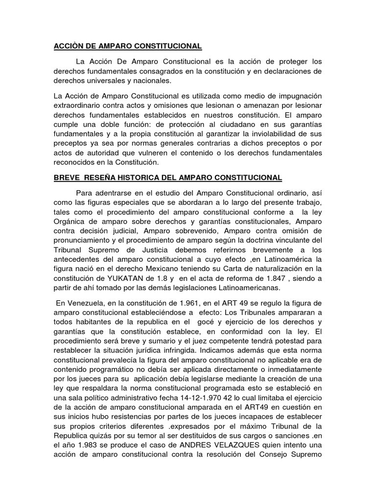 Accion de Amparo Constitucional | PDF | Derecho Constitucional | Constitución