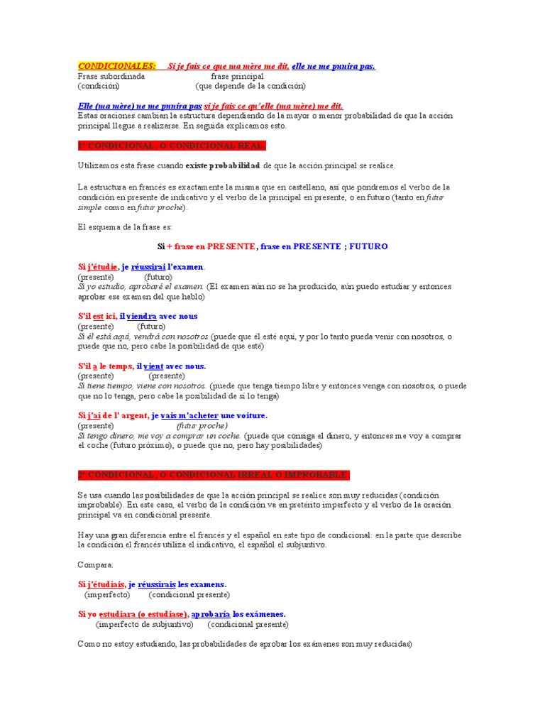 Estructura del Condicional en Francés | PDF | Idioma francés | Verbo